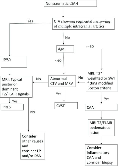 Suggested Flow Chart For Investigating Acute Non Traumatic Convexity Download Scientific