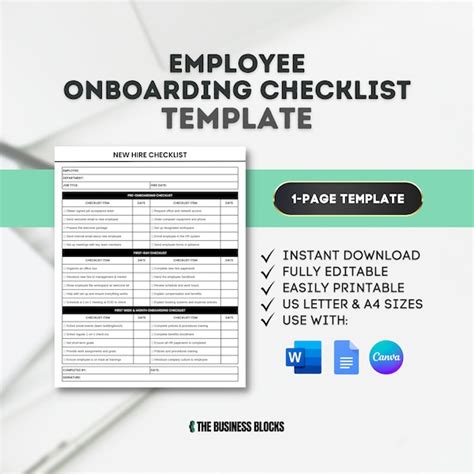 Employee Onboarding Checklist Free Etsy