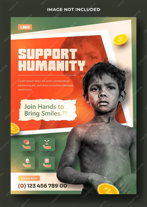 Premium Vector Humanitarian Charity Flyer Template Design