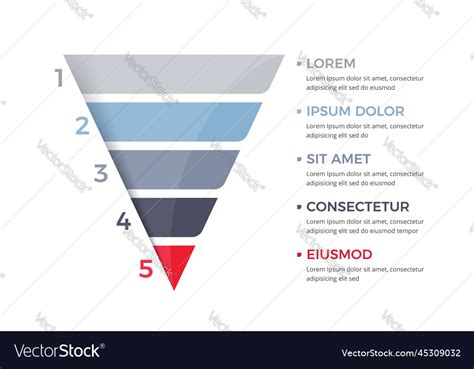 Funnel Diagram Infographic Template Royalty Free Vector