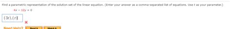 Solved Find A Parametric Representation Of The Solution Set
