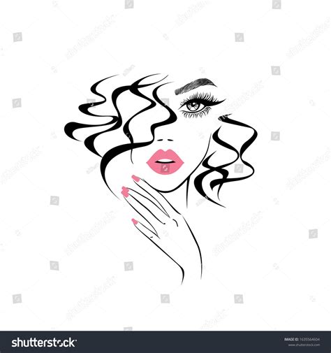 Beautiful Sexy Face Red Lips Hand Stock Vector Royalty Free 1635564604 Shutterstock
