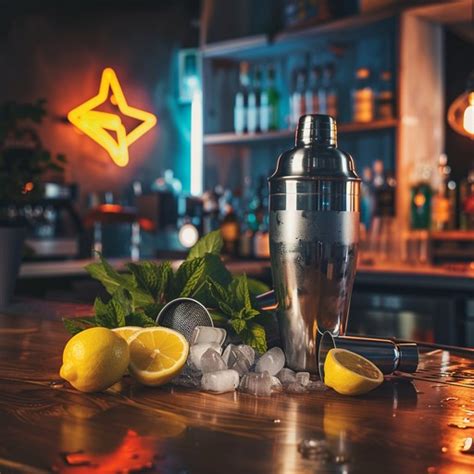 Free Cocktail Preparation Setup Image Bar Lemons Mint Download At