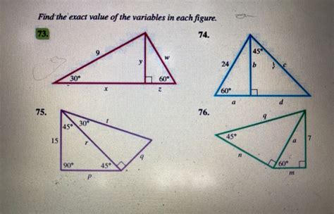 Solved Find The Exact Value Of The Variables In Each Figure