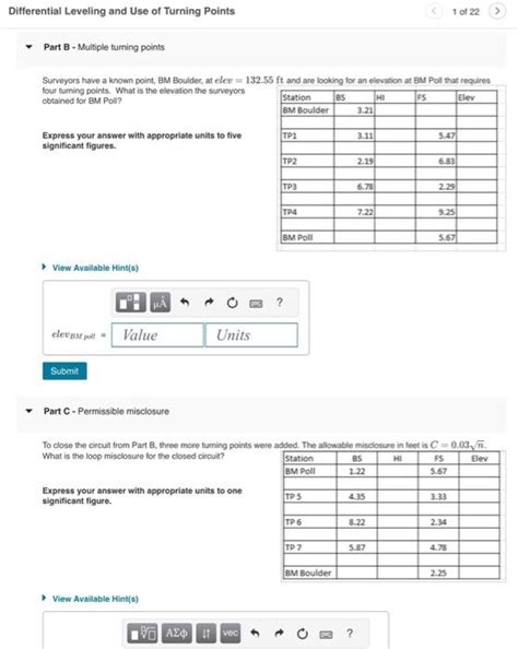Solved Differential Leveling And Use Of Turning Points 1 Of