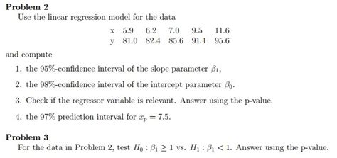 Solved Problem2 Use The Linear Regression Model For The Data