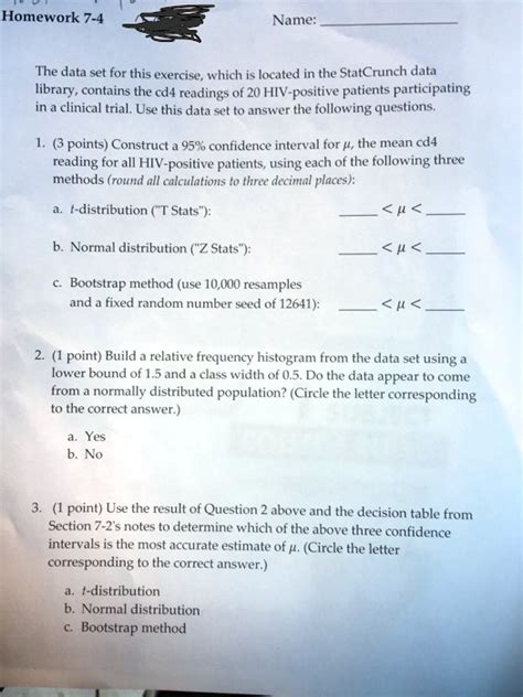 SOLVED Homework Name The Data Set For This Exercise Which Is Located In The StatCrunch