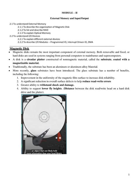 Ca Module 2 Summaries Note Of Computer Architecture Module Ii External Memory And Input
