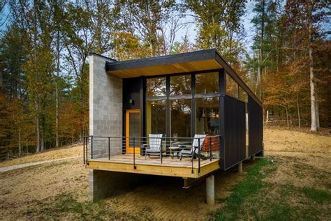 Modern Tiny Retreat Cabin In Indiana Woods Tiny House Universe