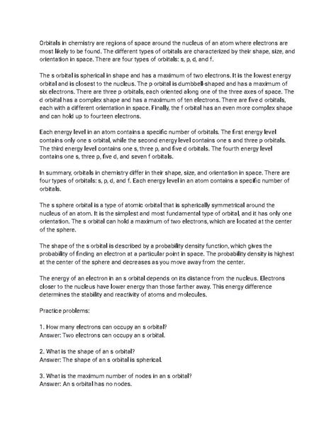 Orbitals Orbital Notes Orbitals In Chemistry Are Regions Of Space Around The Nucleus Of An