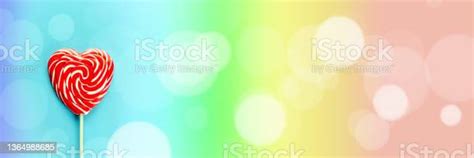 무지개 배경 사랑과 발렌타인 데이 배너에 빨간 마음 롤리팝 0명에 대한 스톡 사진 및 기타 이미지 0명 2월 가방 Istock
