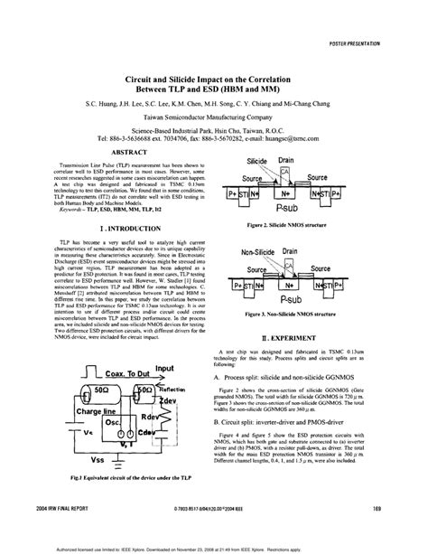 Pdf Circuit And Silicide Impact On The Correlation Between Tlp And Esd Hbm And Mm