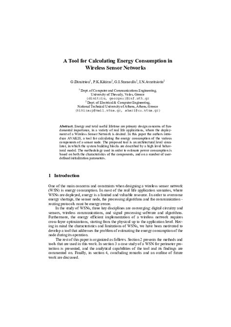 Pdf A Tool For Calculating Energy Consumption In Wireless Sensor Networks
