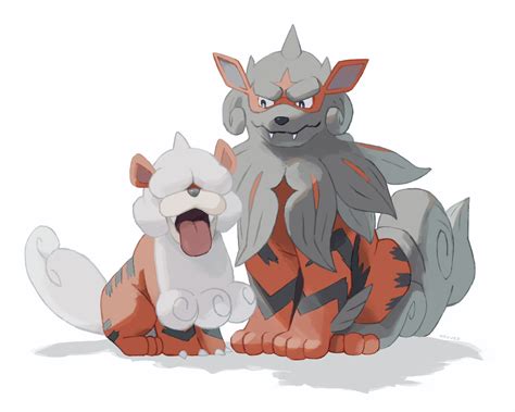Hisuian Growlithe And Hisuian Arcanine Pokemon Drawn By Mokuzoumoku