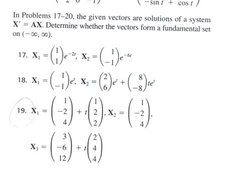 in problems 17 20 the given vectors are