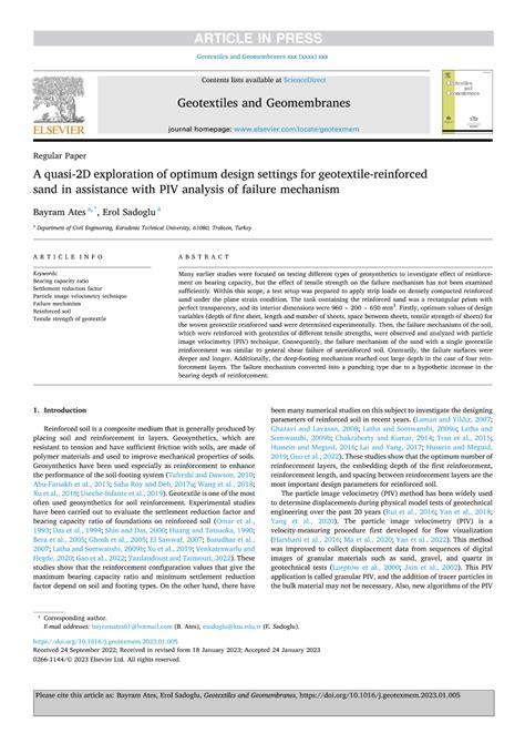 Pdf A Quasi 2d Exploration Of Optimum Design Settings For Geotextile Reinforced Sand In