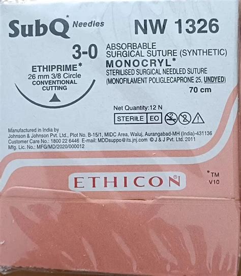 Polyglecaprone Ethicon Subq Nw1326 3 0 At ₹ 4000box In Hanumangarh