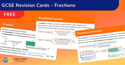 Free Gcse Revision Cards Fractions