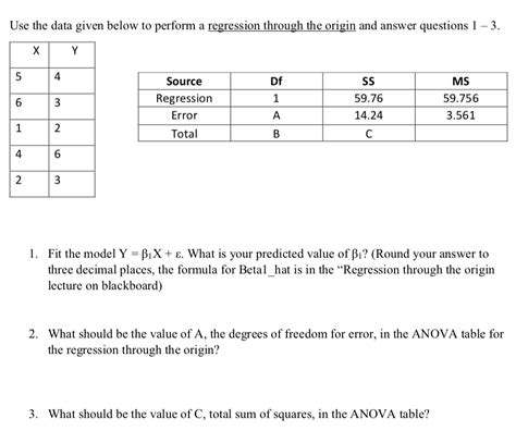 Solveduse The Data Given Below To Perform A Regression Through The