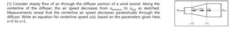 Solved 1 Consider Steady Flow Of Air Through The Diffuser Chegg Com