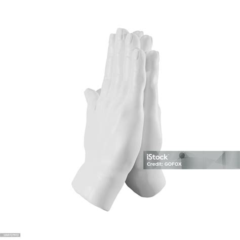 제스처 하이파이브 접힌 손 기도 흰색 배경에 고립 된 일러스트 3d 렌더링을 보여주는 손의 3d 석고 조각 하이 파이브에 대한 스톡 사진 및 기타 이미지 Istock