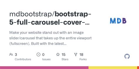 GitHub Mdbootstrap Bootstrap Full Carousel Cover Template Make Your Website Stand Out With