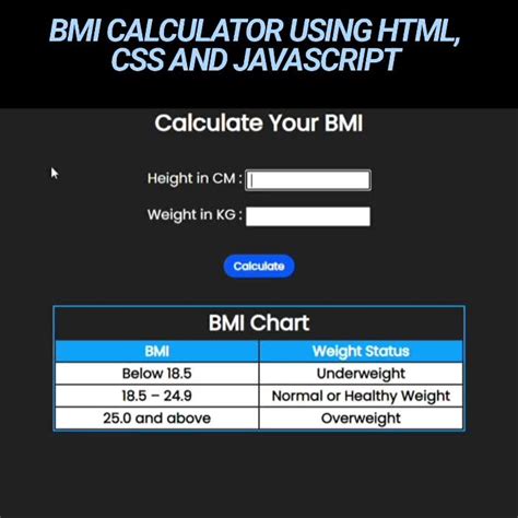 How We Coded A Bmi Calculator With Html Css And Javascript Saurabh Kumawat Posted On The