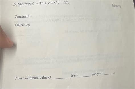 15 Minimize C 3x Y If X2y 12 Constraint Objective
