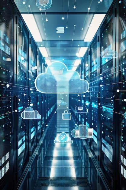 Cloud Computing Server Room Network Premium Ai Generated Image