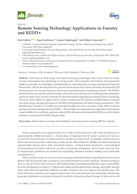 Pdf Remote Sensing Technology Applications In Forestry And Redd