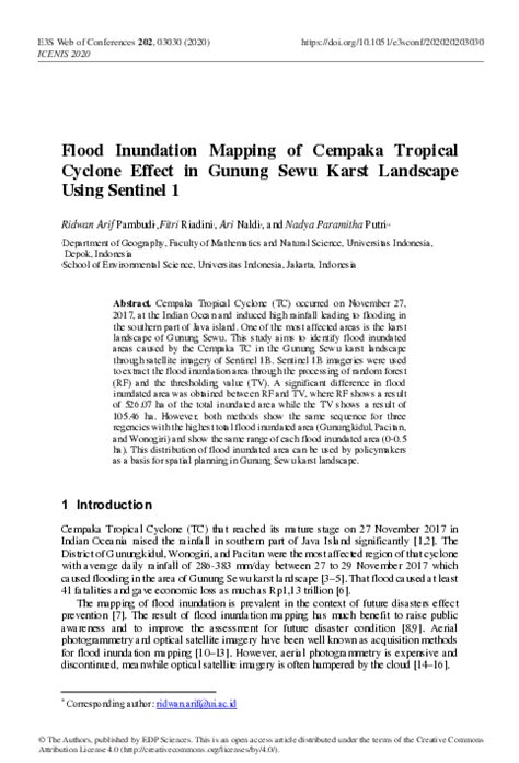 Pdf Flood Inundation Mapping Of Cempaka Tropical Cyclone Effect In