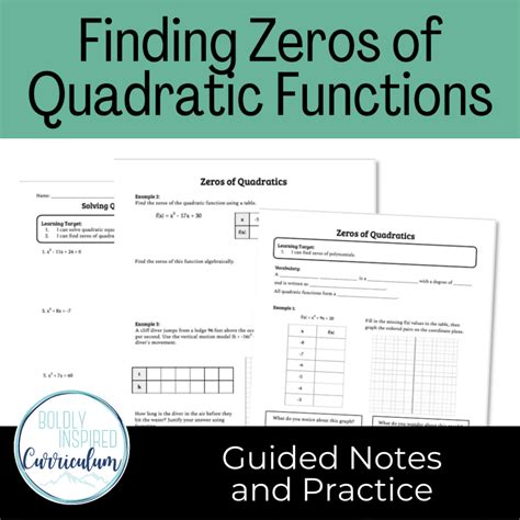 Solving Quadratic Equations By Factoring Guided Notes And Worksheets