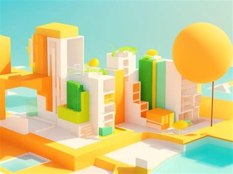 Premium Ai Image 3d Landscape Abstract Concept Data Visualization Minimal Building