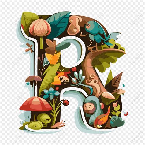 동식물 클립 아트로 빈티지 스타일로 만든 애니메이션 문자 R 벡터상표문자 T Png 일러스트 무료 다운로드 Lovepik