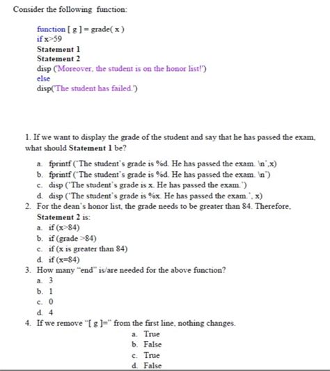 Solved Consider The Following Function Function G Chegg Com