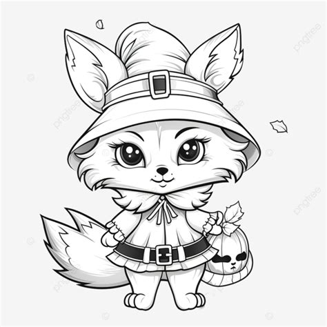 의상 마녀 할로윈을 사용하여 귀여운 여우와 함께 색칠하기 책 착색 마녀 할로윈 마녀 Png 일러스트 및 이미지 에 대한 무료 다운로드 Pngtree