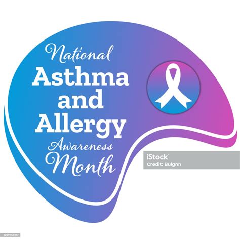 5월은 천식과 알레르기 인식의 달입니다 휴일 개념입니다 텍스트 비문이 있는 배경 배너 카드 포스터용 템플릿입니다 벡터 Eps10 그림입니다 5월에 대한 스톡 벡터 아트 및