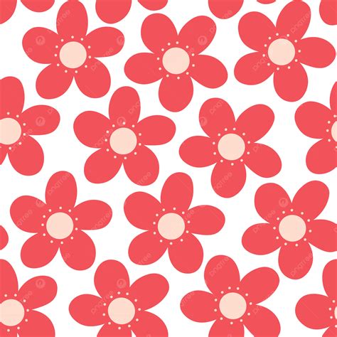 Red Cartoon Flower Pattern Vector Red Flower Pattern Pattern For
