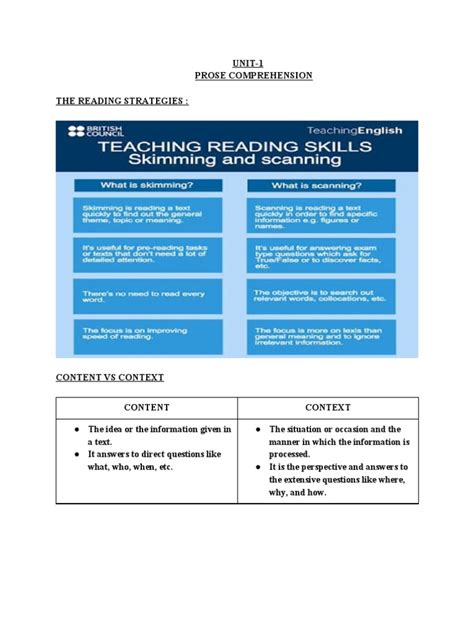 unit 1 reading comprehension pdf