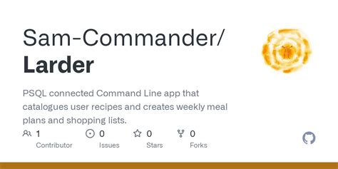 GitHub Sam Commander Larder PSQL Connected Command Line App That