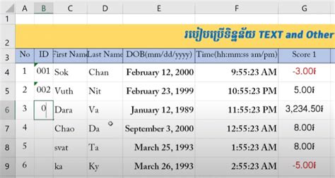 19 Working With Text And Other Format In Excel Speak Khmer Tosreanme