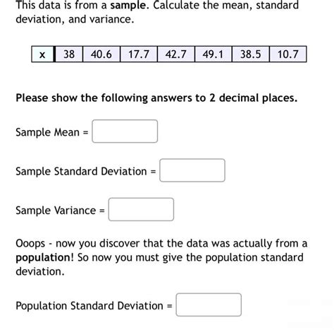 solved this data is from a sample calculate the mean