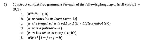 solved construct context free grammars for each of the