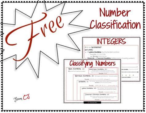 Number Classification Charts Free By Cjs Teaching Tools Tpt