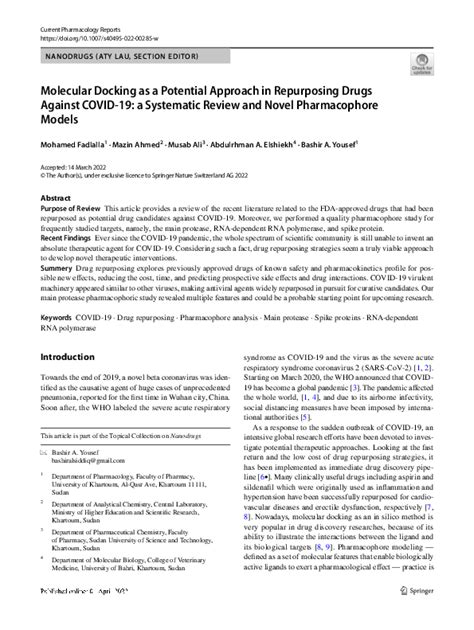 Pdf Molecular Docking As A Potential Approach In Repurposing Drugs