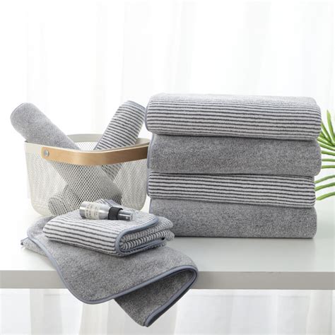 Japanese Style Bamboo Charcoal Fiber Bath Towel Face Towel Hair Towel