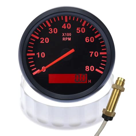 8k 보트 타코미터 마린 타코 미터 게이지 Lcd 시간 측정기 8000 Rpm 85mm 자동차 타코미터 디젤 엔진 Rpm 게이지