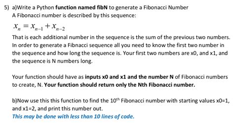 Solved 5 Awrite A Python Function Named Fibn To Generate A