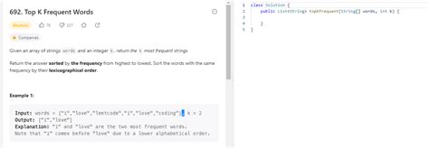 Solved 692 Top K Frequent Words Given An Array Of Strings