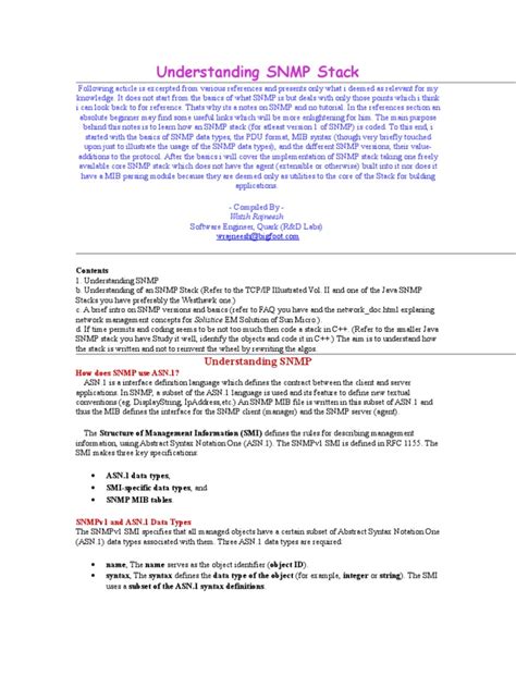 Understanding Snmp Stack Pdf Information Technology Computer Data
